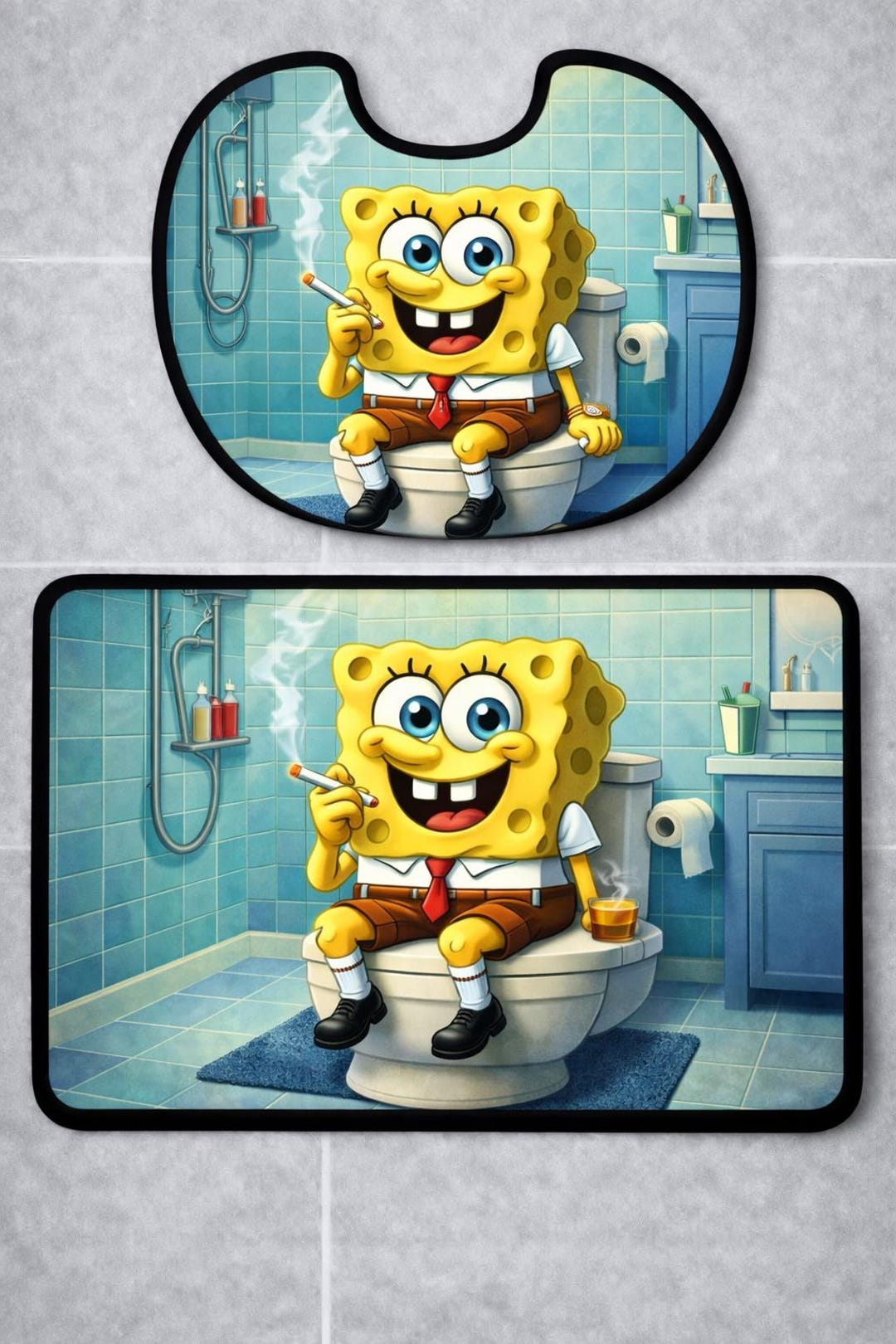 Funny Cartoon Bathroom Rug Set, 2 Piece Toilet Mat 60x100 50x60, Kids ...