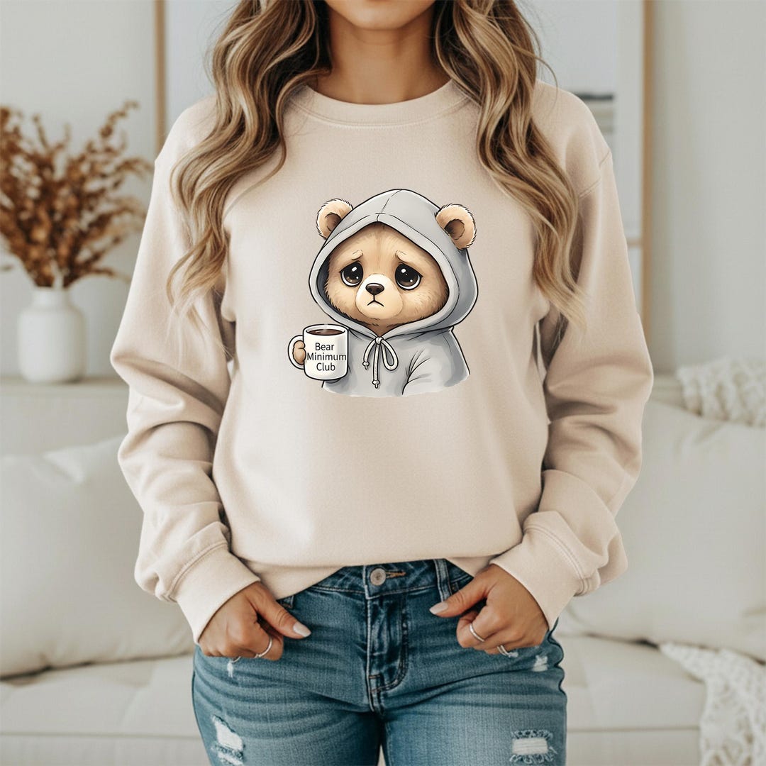 Bare Minimum Bear Shirt, Funny Work Burnout Tee, Bear Minimum Club ...