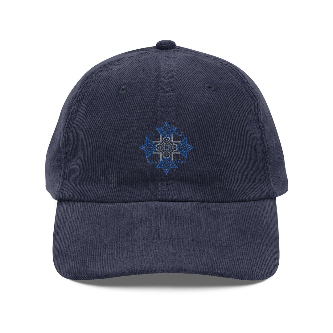 Embroidered Coptic Orthodox Vintage Floral Motif Corduroy Cap | Vintage ...