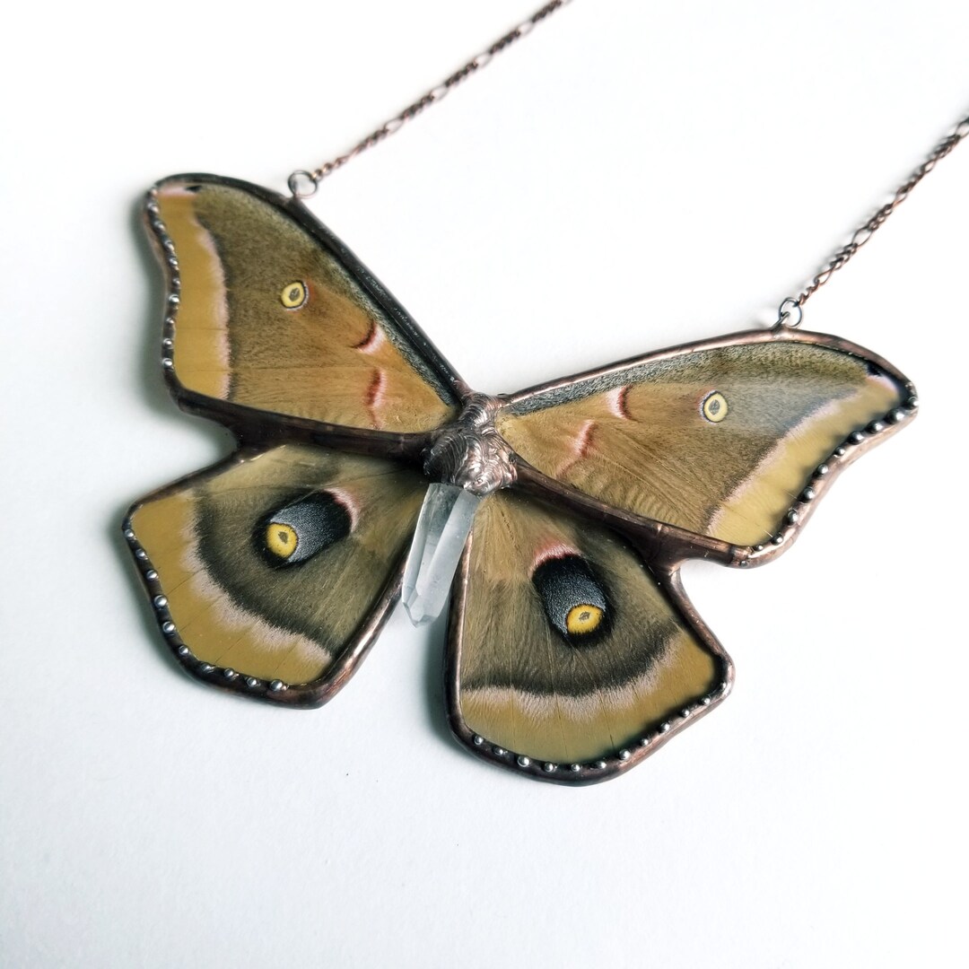 Polyphemus Moth / Moth Jewelry / Butterfly Necklace / Blue ...