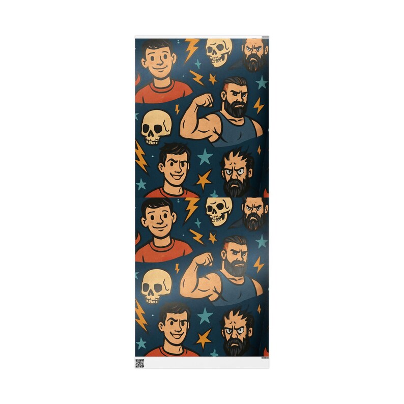 Retro Halloween Faces Wrapping Paper | Skulls Pumpkins Ghosts - Etsy
