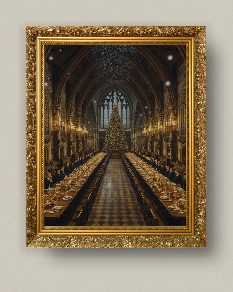 Wizarding Christmas Feast — Vintage Oil Painting | Magical Castle Art ...