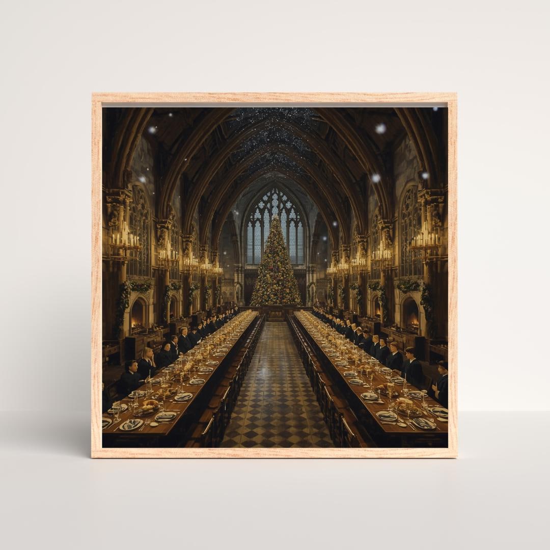 Wizarding Christmas Feast — Vintage Oil Painting | Magical Castle Art ...