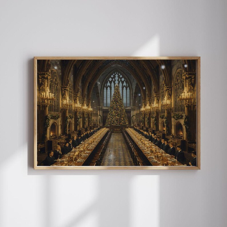 Wizarding Christmas Feast — Vintage Oil Painting | Magical Castle Art ...