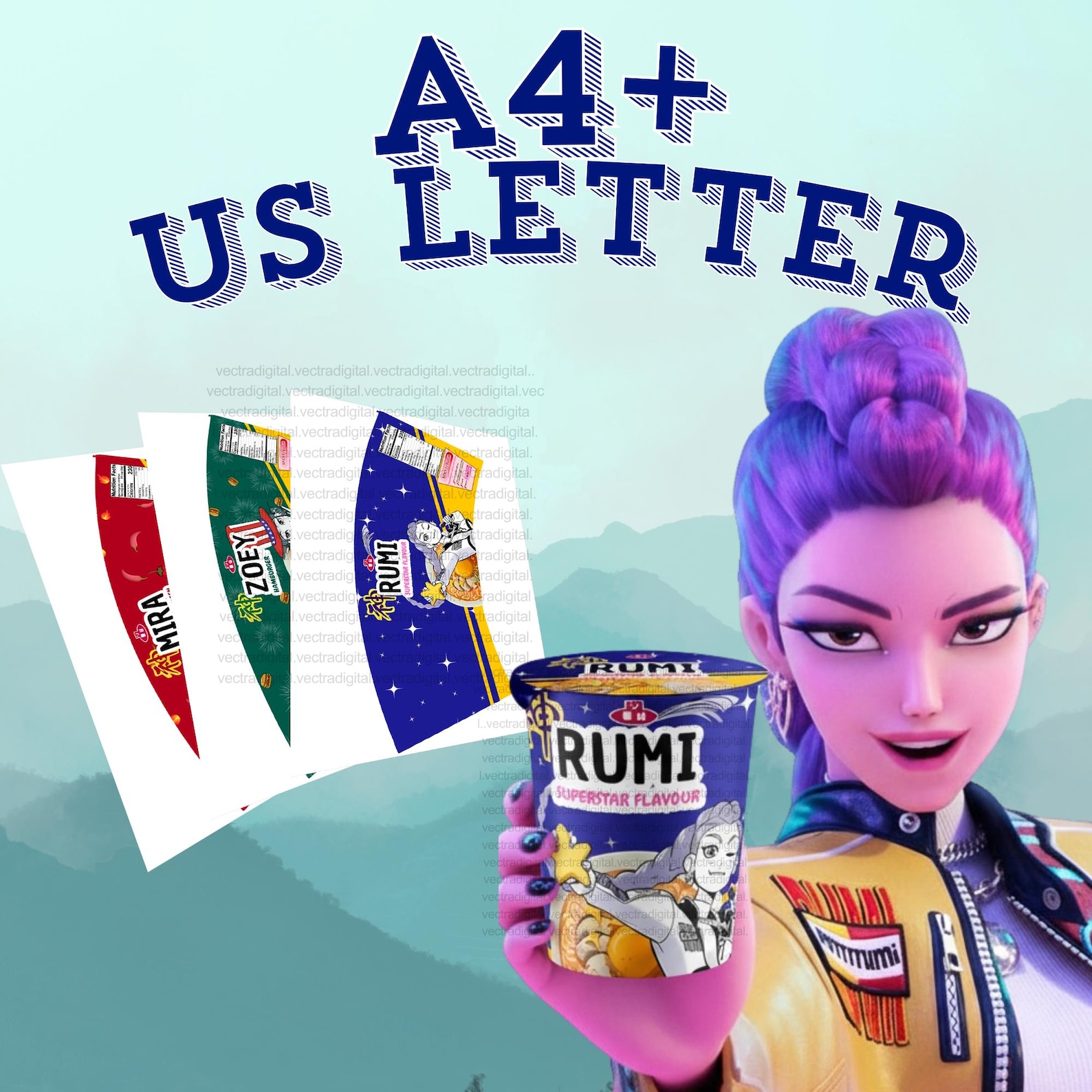 Kpop Demon Hunters, Cup Noodle Labels Ramyeon, Cosplay Party Huntrix ...