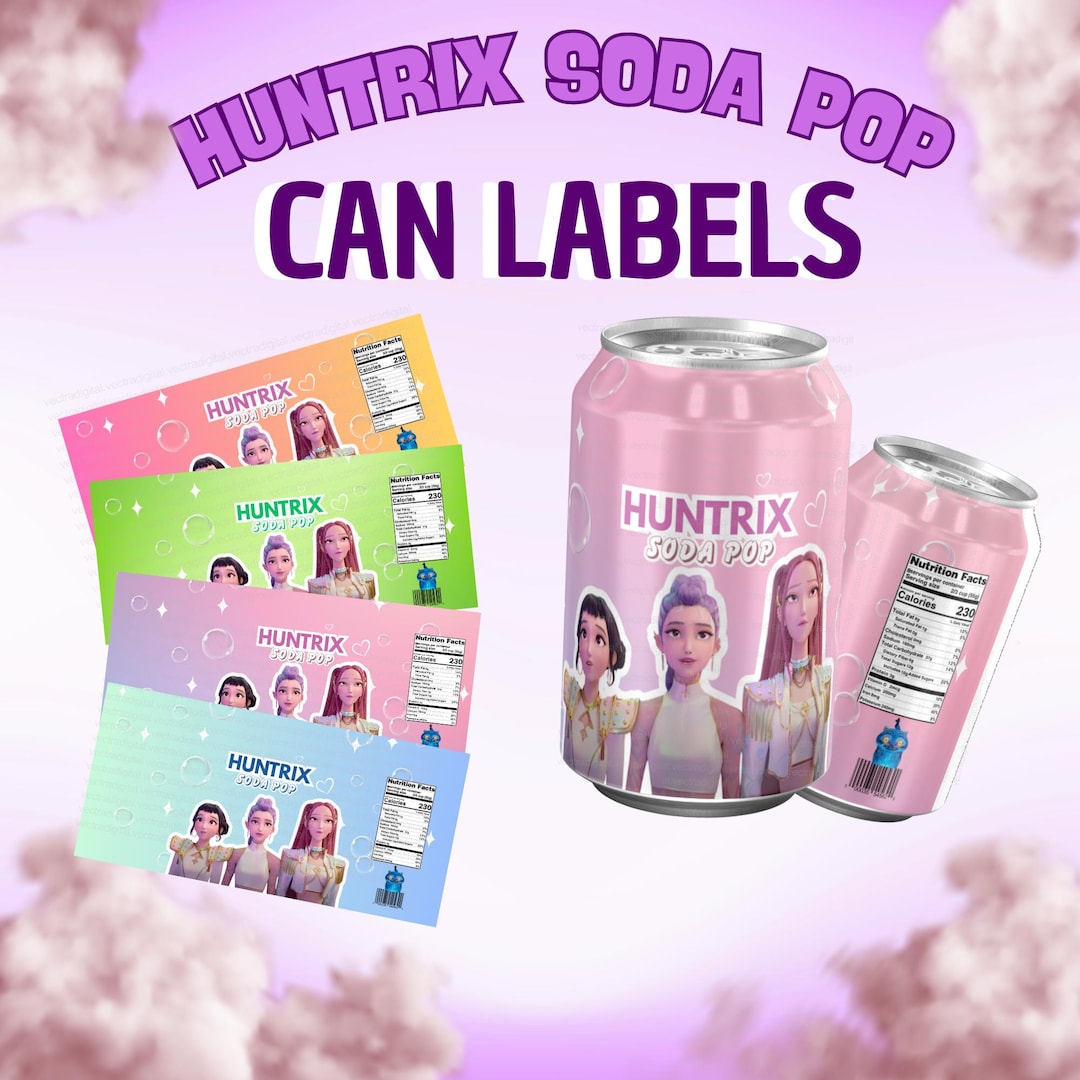 Huntrix Soda Can Labels | 4 Color Soda Pop Wraps | Anime Party Favor ...