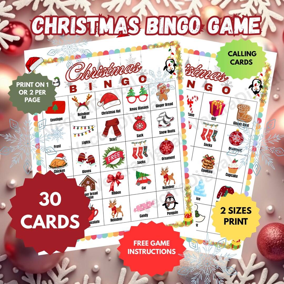 Christmas Bingo Game Printable | Holiday Bingo Cards | Christmas Party ...