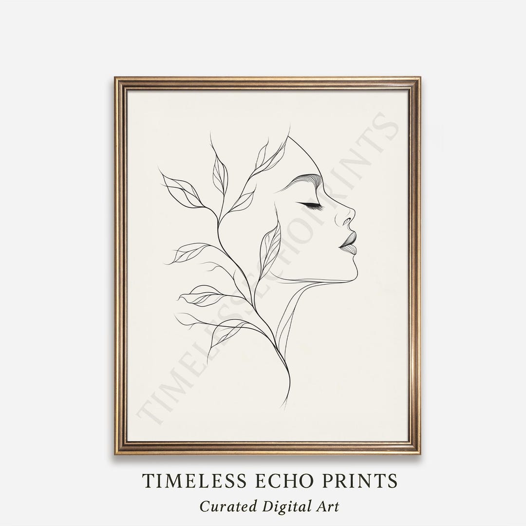Minimalist Woman Line Art Print: Elegant Feminine Sketch, Neutral ...