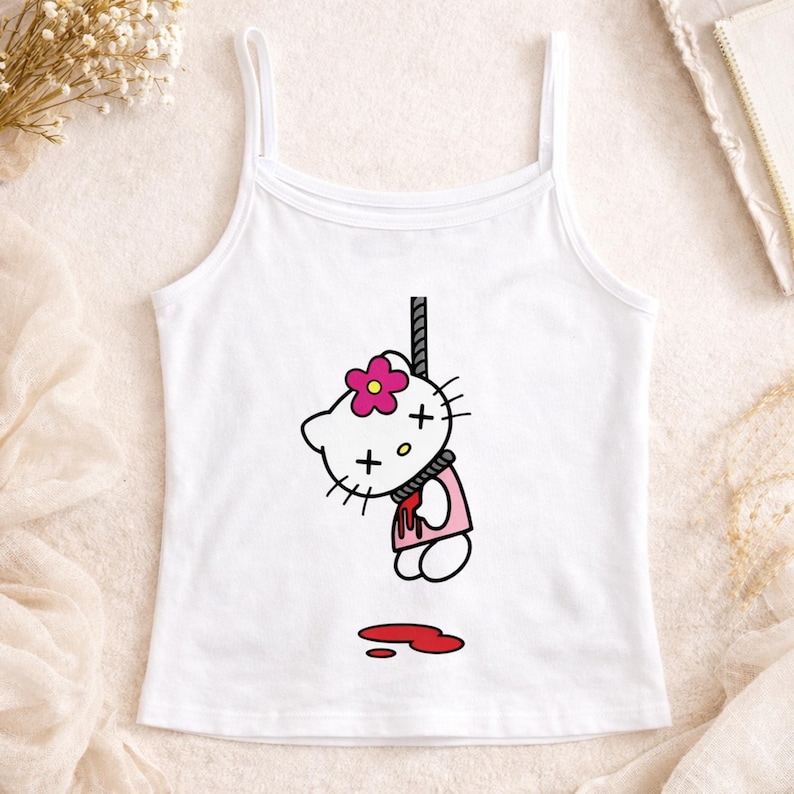 Hello Kitty Crop Top Y2K Emo Grunge Punk Camisole Baby Tee - Etsy