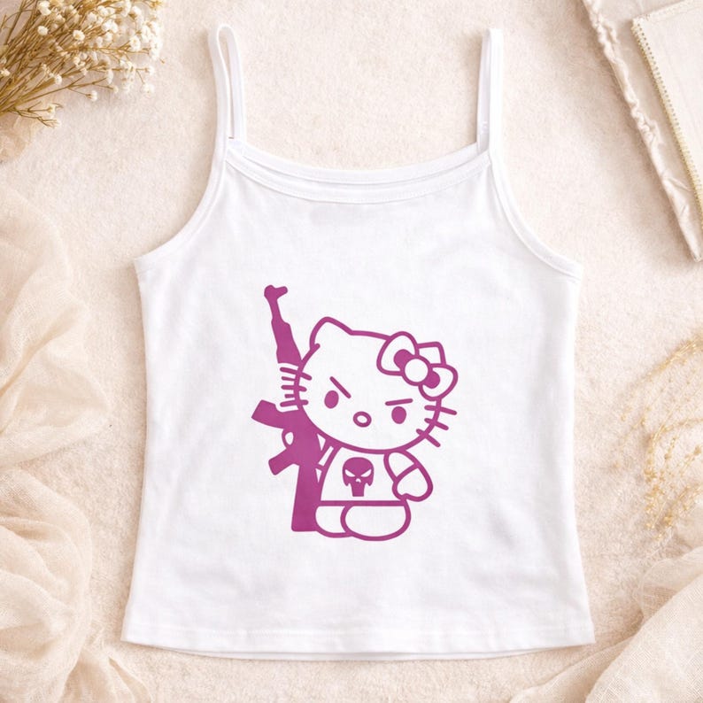 Hello Kitty Crop Top Y2K Emo Grunge Punk Camisole Baby Tee - Etsy