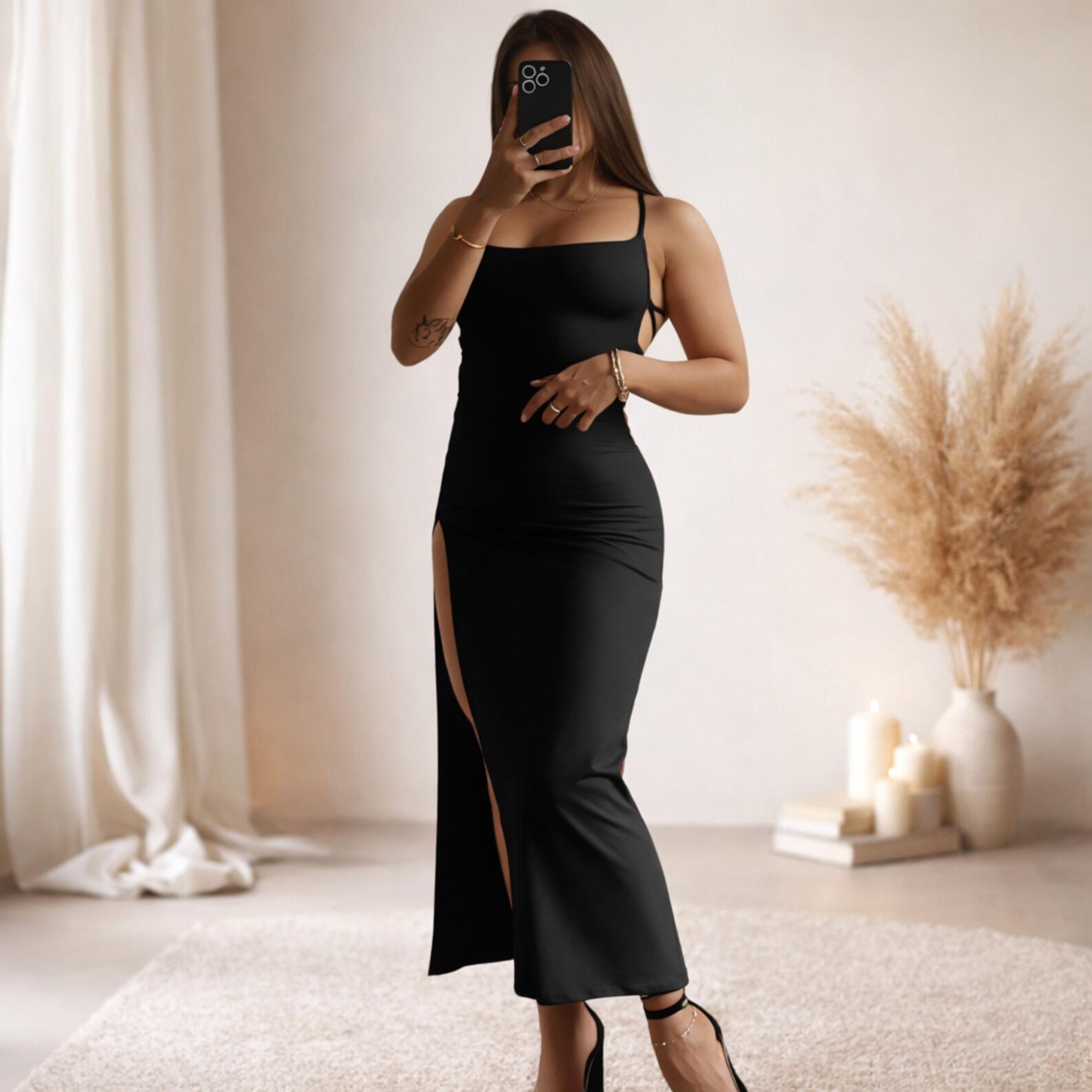 Halter Backless Bodycon Dress Side Slit Lace Up - Etsy