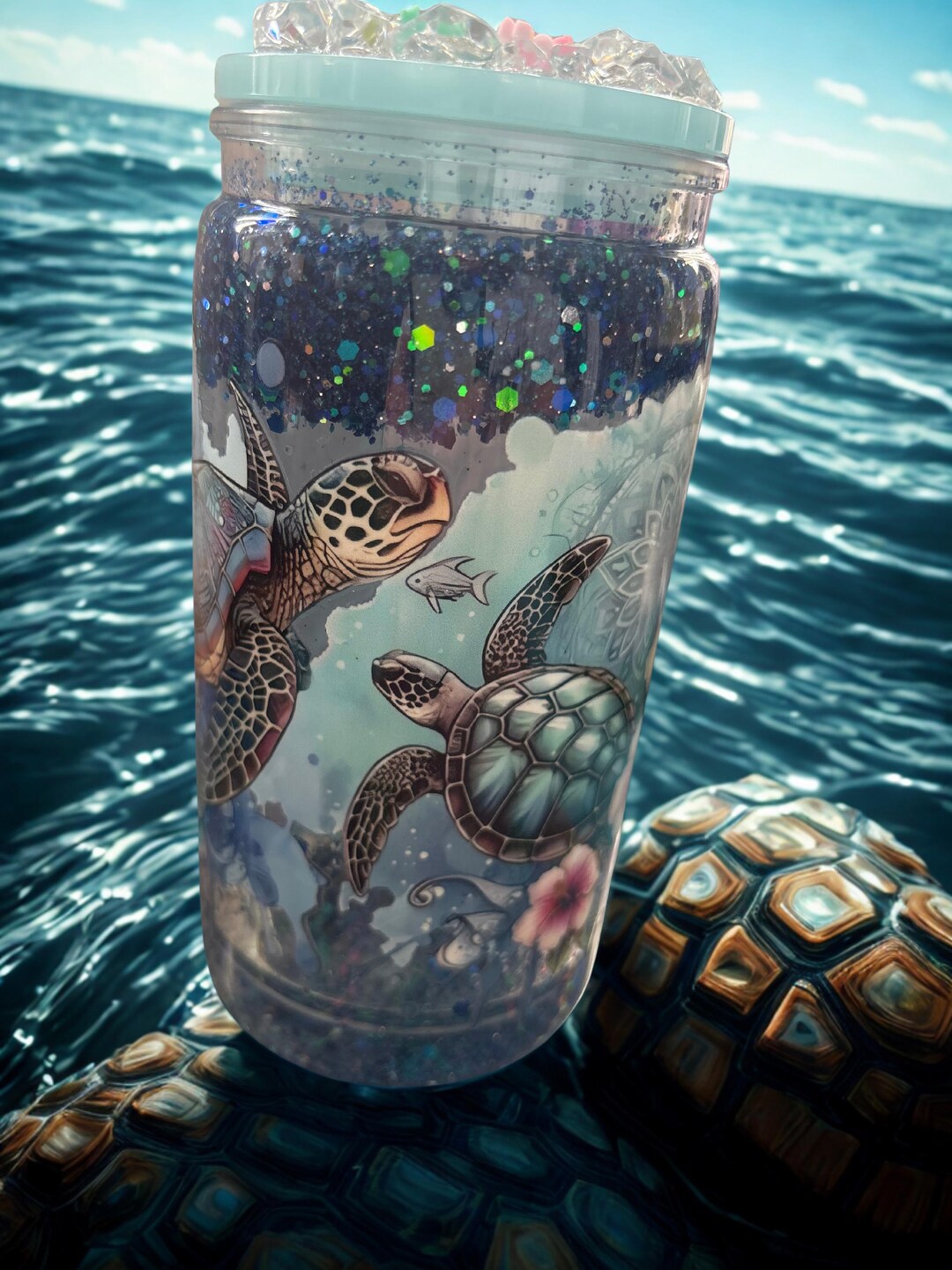 Sea Turtle Snow Globe 16oz Libby Cup,tumbler - Etsy
