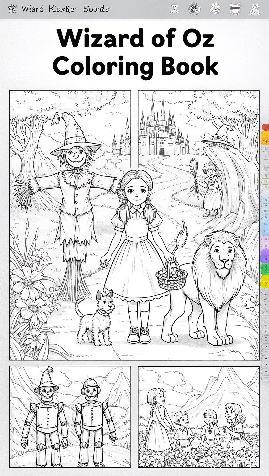 Wizard of Oz Coloring Book | Vintage Fairy Tale, Kids Activity ...
