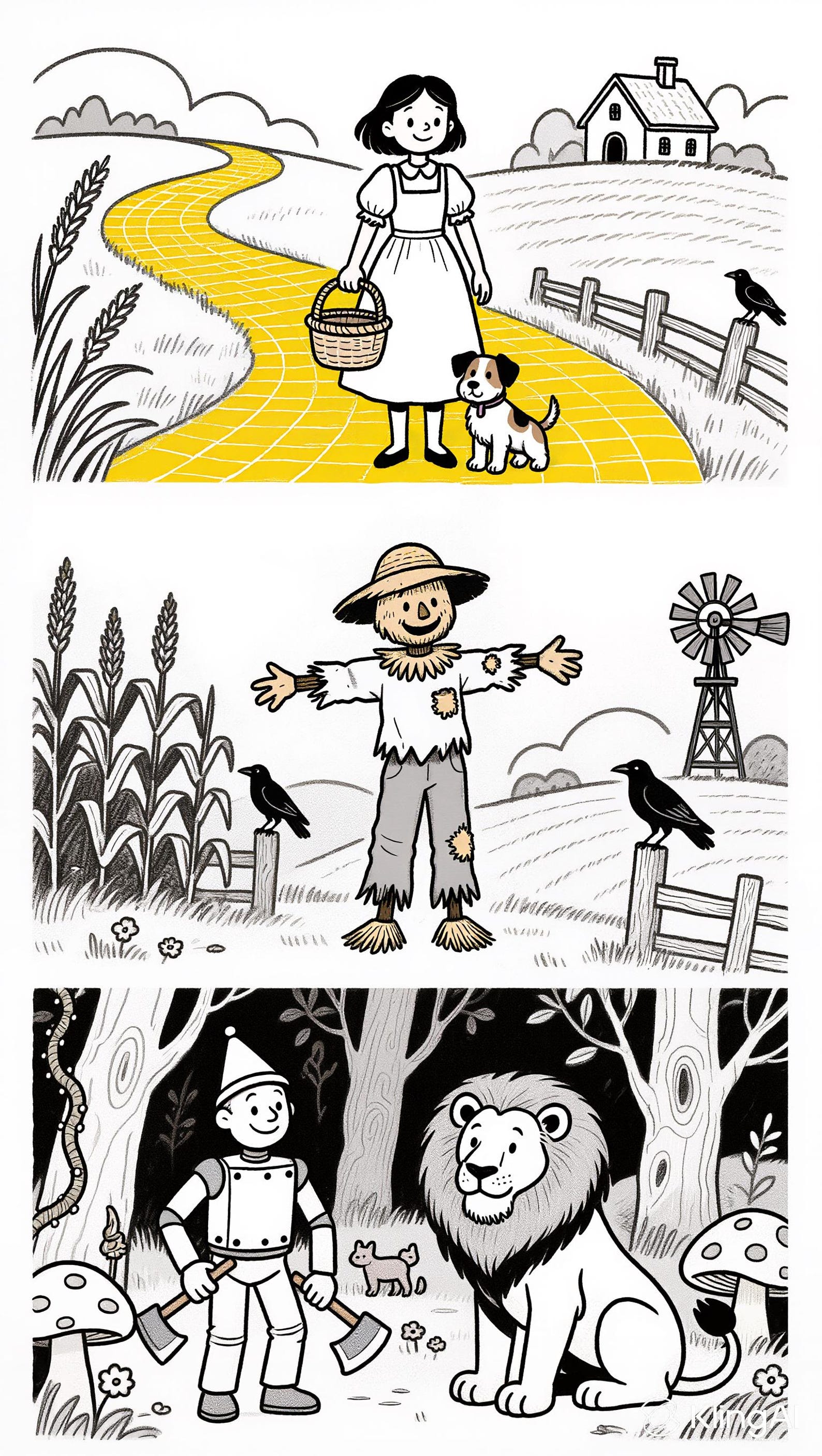 Wizard of Oz Coloring Book | Vintage Fairy Tale, Kids Activity ...