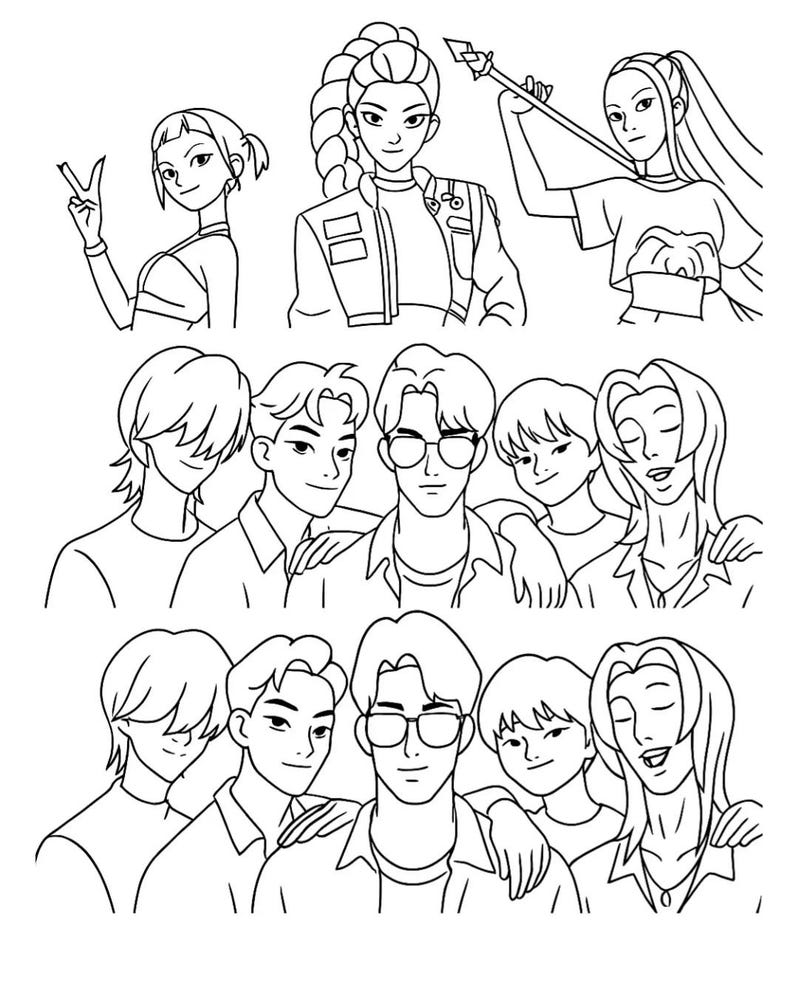 K-pop Demon Hunters 40 Coloring Pages –PDF Printable Anime Idol ...