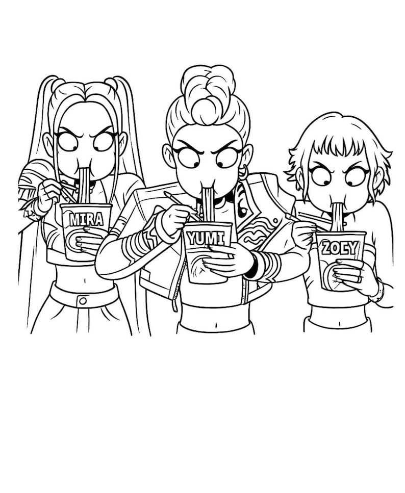 K-pop Demon Hunters 40 Coloring Pages –PDF Printable Anime Idol ...