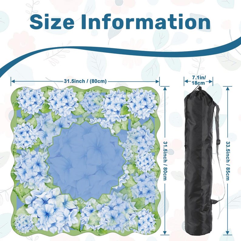 Scalloped Sea of Hydrangeas Mahjong Mat: Mahj Game Tabletop (31.5-inch ...