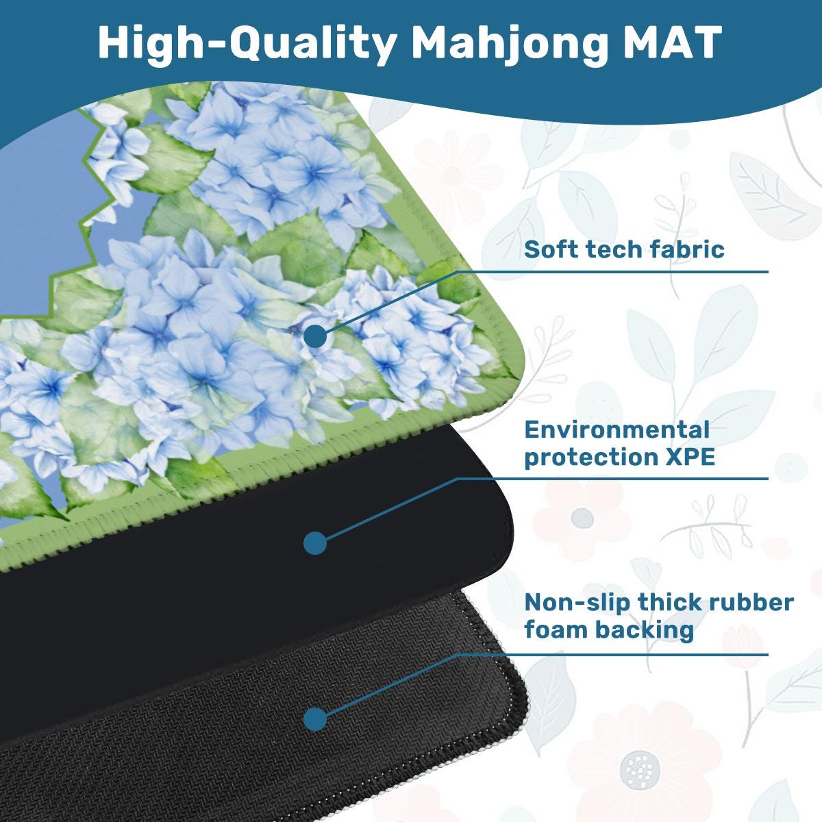 Sea of Hydrangeas Mahjong Mat: Neoprene Mahj Game Tabletop - Etsy