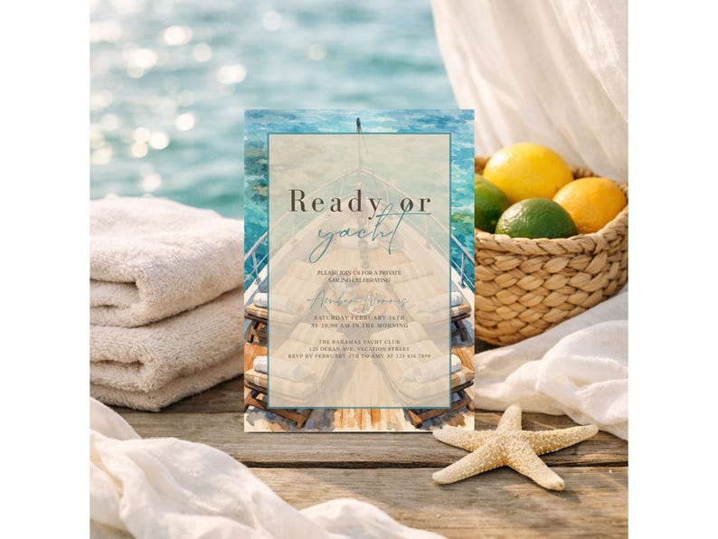 Ready or Yacht Birthday Invitation, Yacht Party Invite, Nautical ...