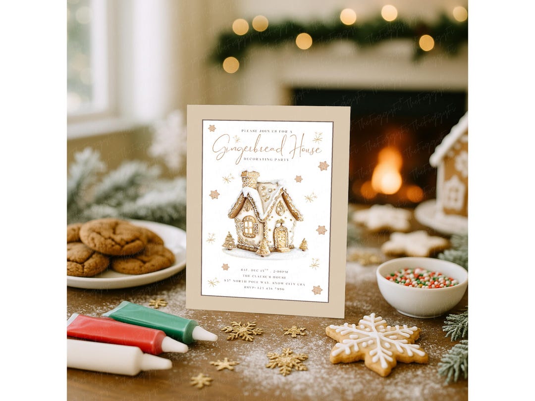 Gingerbread House Party Invitation, Holiday Decorating Party, Christmas ...