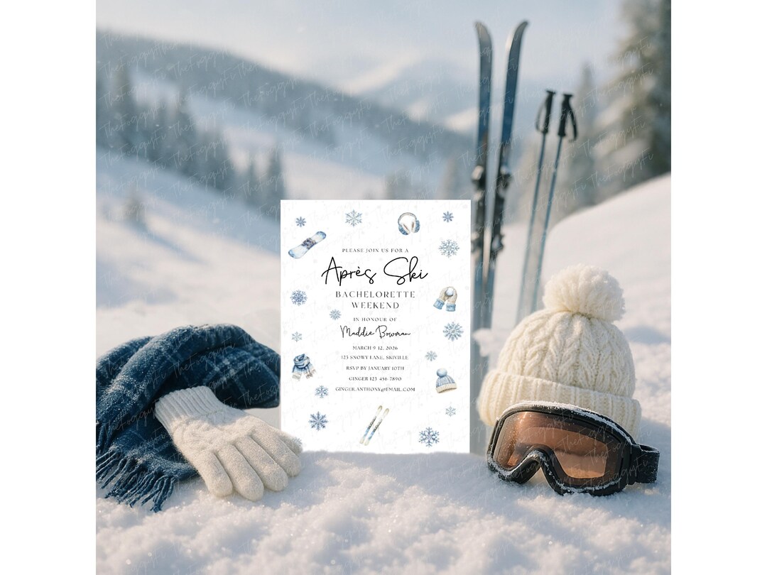 Après Ski Bachelorette Invitation, Winter Weekend Party Invite, Snow ...
