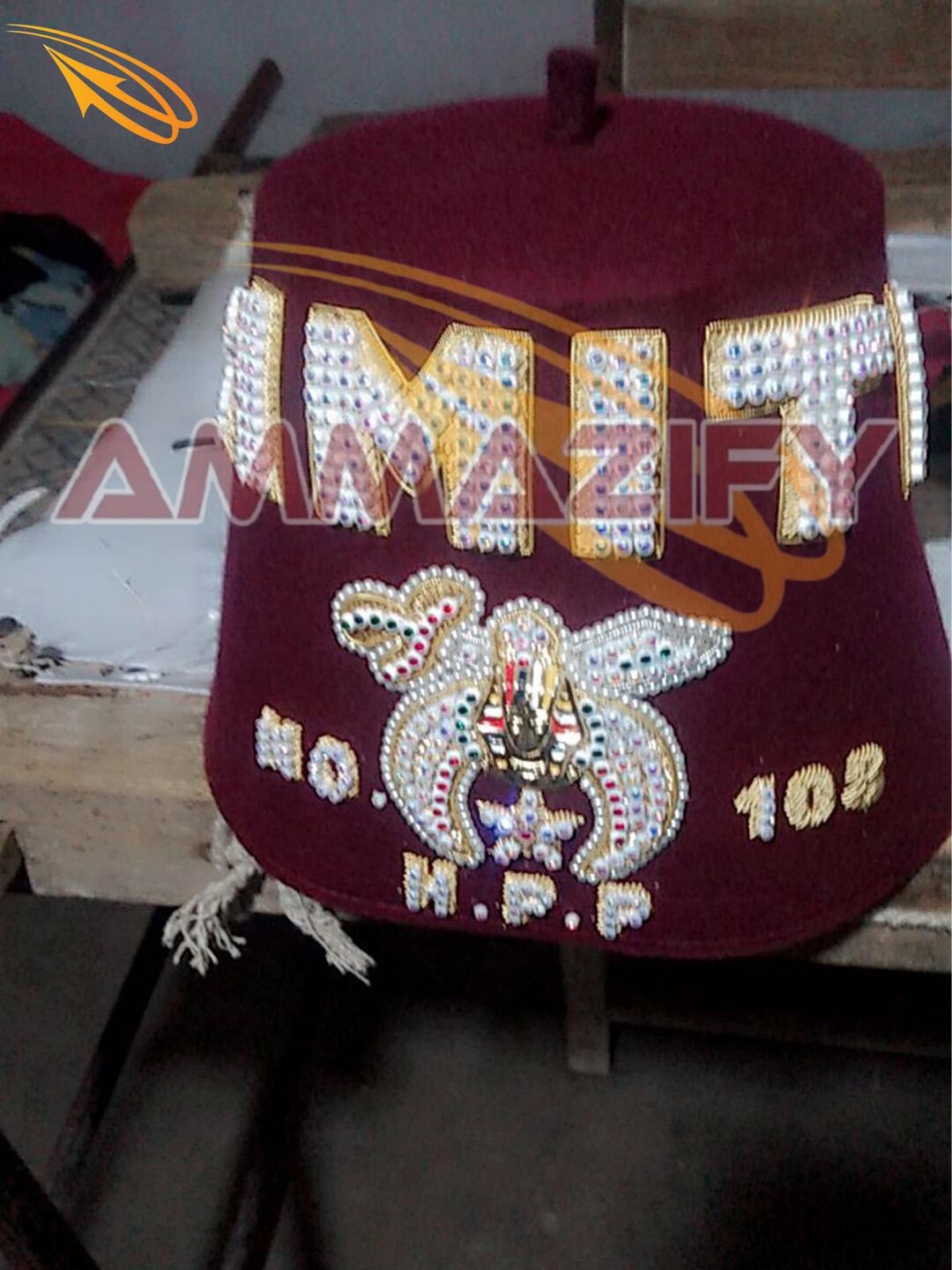 Handmade Maroon Shriner Fez Hat: Rhinestone Masonic Regalia - Etsy