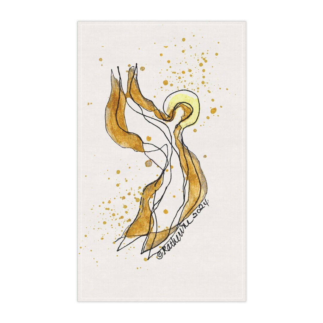 Angel of Surrender Tea Towel, Angel Art Kitchen Towel 18x30, Spiritual ...