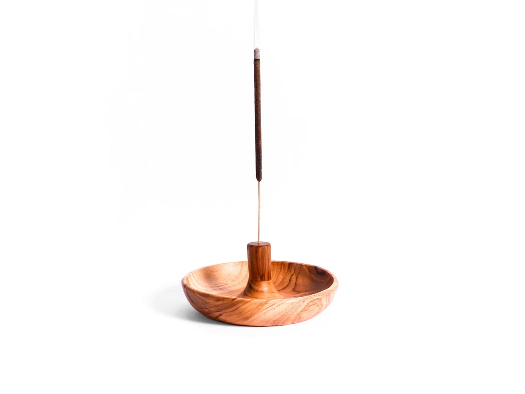 Incense Stick Holder: Wide Ash Catcher & Tall Incense Stand, Teak Wood ...