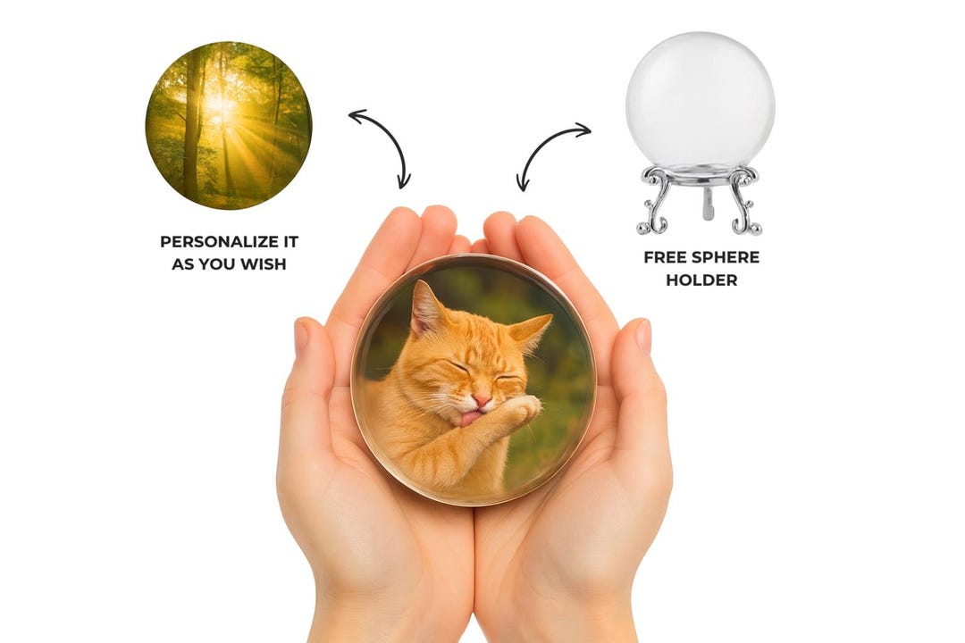 Personalized Crystal Photo Sphere | Custom Memory Globe With Holder ...