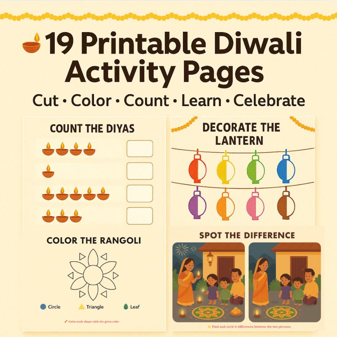 My First Diwali Activity Book | Printable Worksheets | Fun Cut & Paste ...