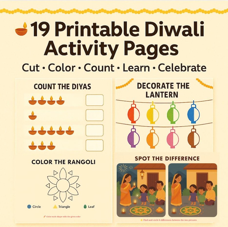 My First Diwali Activity Book | Printable Worksheets | Fun Cut & Paste ...
