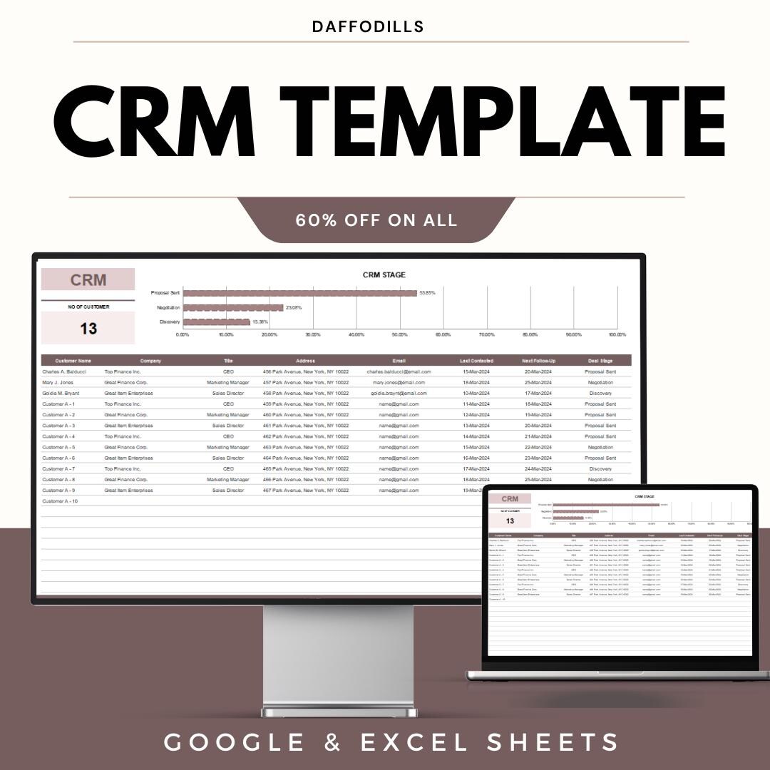 CRM Template | Customer Relationship Management Tracker | Excel and ...