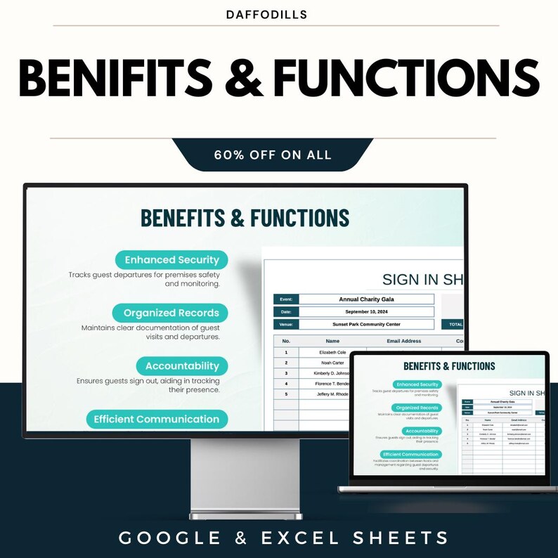 Guest Sign Out Sheet Template, Excel & Google Sheets Visitor Log, Guest ...