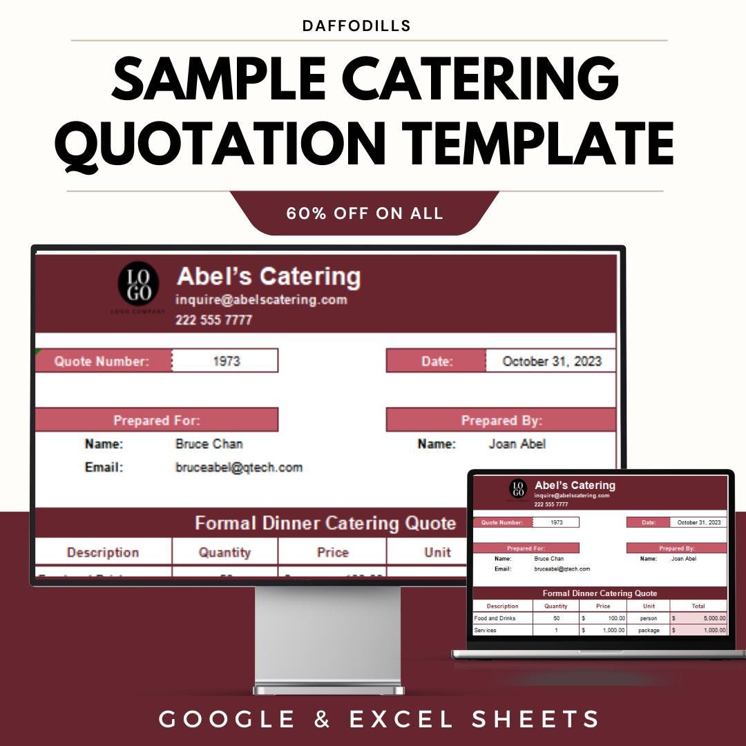 Sample Catering Quotation Template, Editable Catering Quote Sheet ...