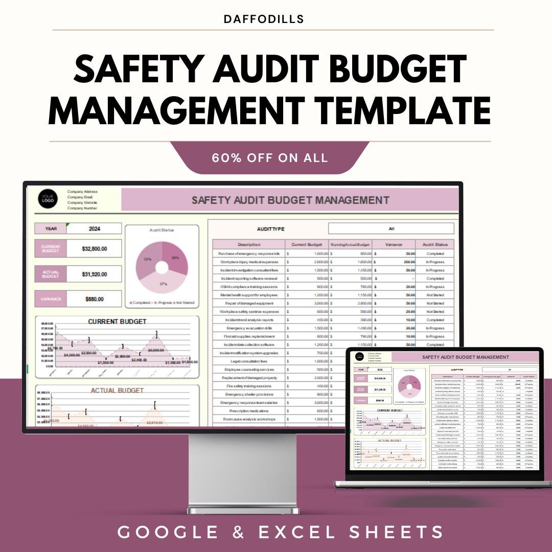 Safety Audit Budget Management Template, Excel Audit Tracker, Google ...