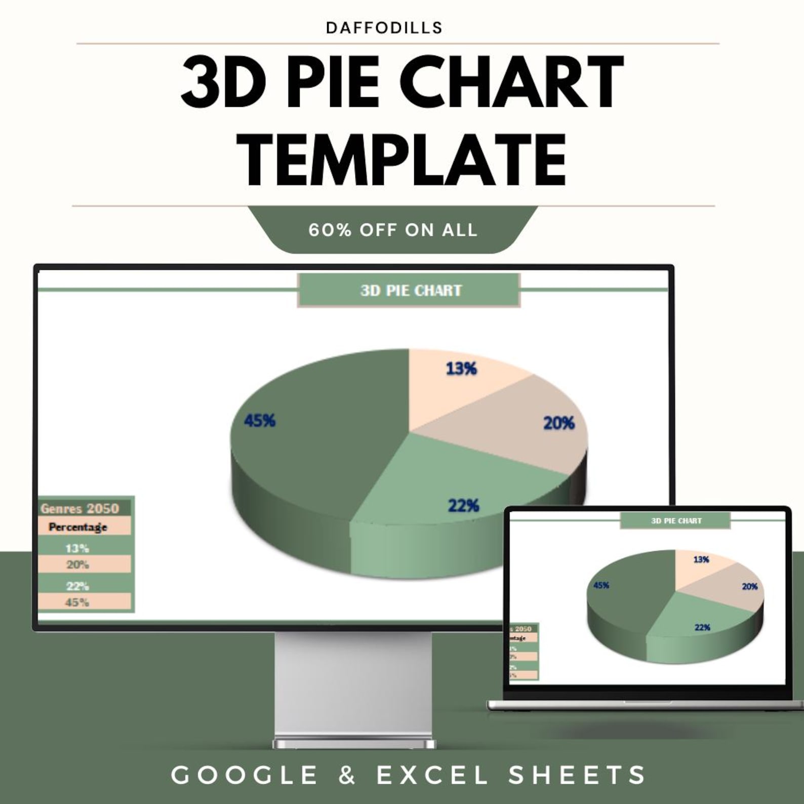 3D Pie Chart Template | Excel 3D Chart Maker | Google Sheets Pie Chart ...