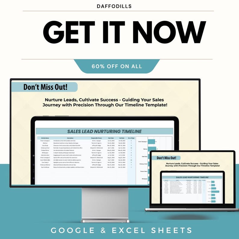 Sales Lead Nurturing Timeline Template, Lead Nurturing Planner, Sales ...