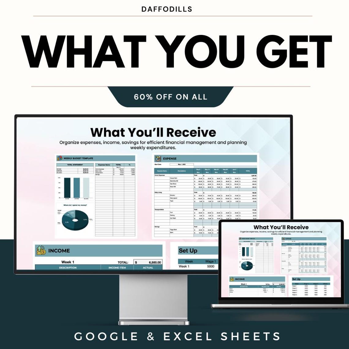Weekly Budget Template, Google Sheets Budget Planner, Excel Expense ...