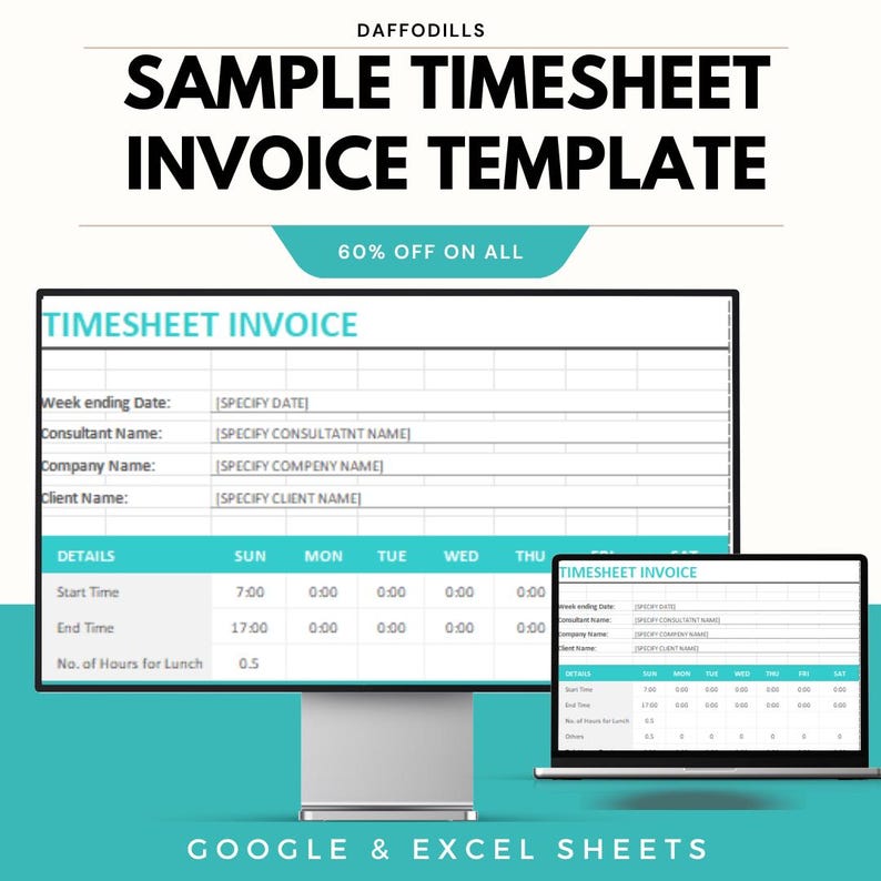 Sample Timesheet Invoice Template, Consultant Billing Sheet, Excel ...