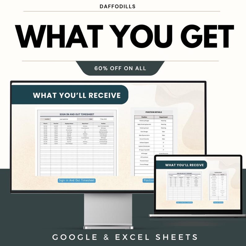 Sign in and Out Timesheet Template | Employee Attendance Tracker ...