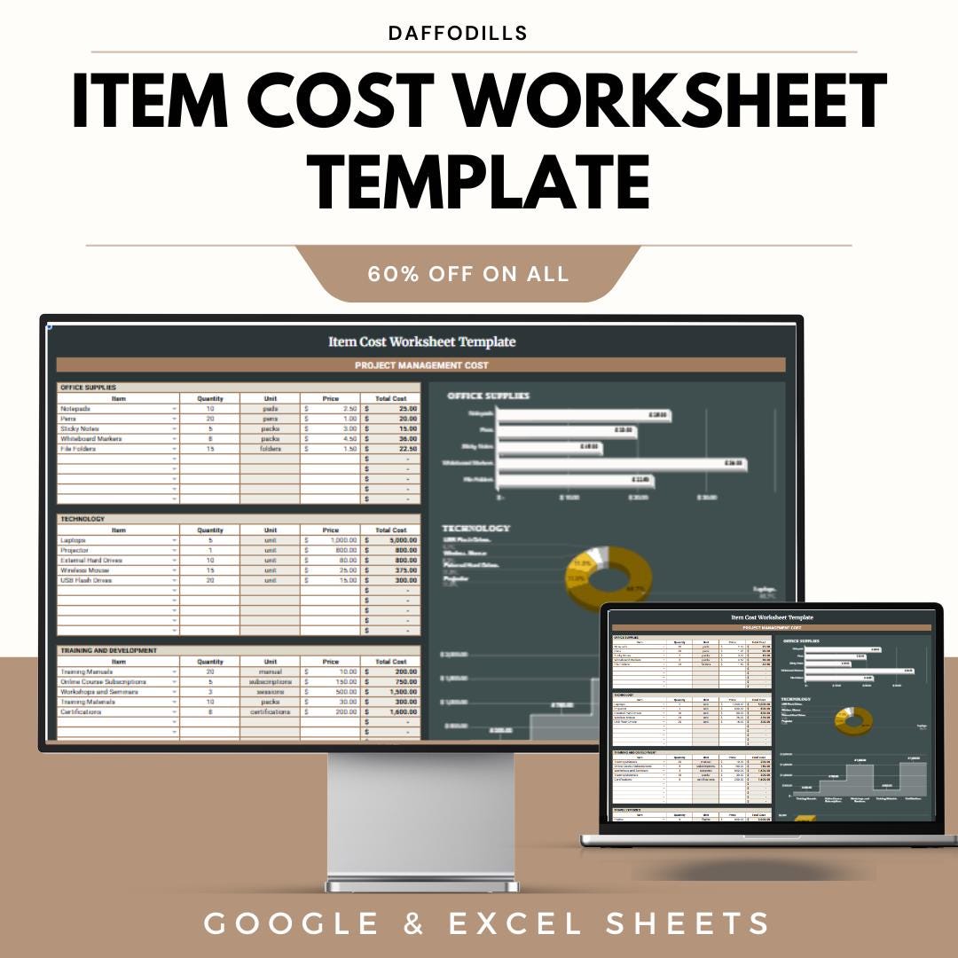 Item Cost Worksheet Template, Google Sheets Excel Cost Tracking ...