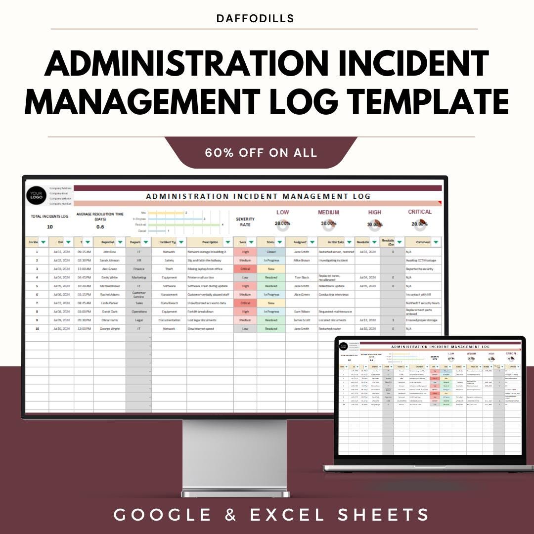 Administration Incident Management Log Template | Incident Tracking and ...