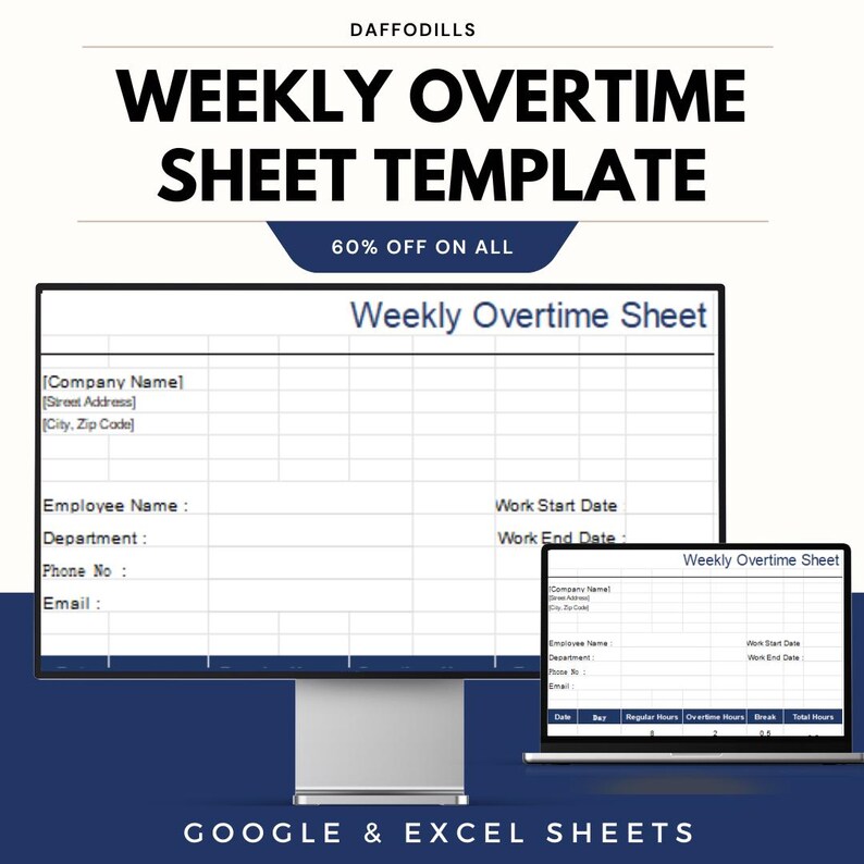 Weekly Overtime Sheet Template, Employee Timesheet Tracker, Work Hour ...