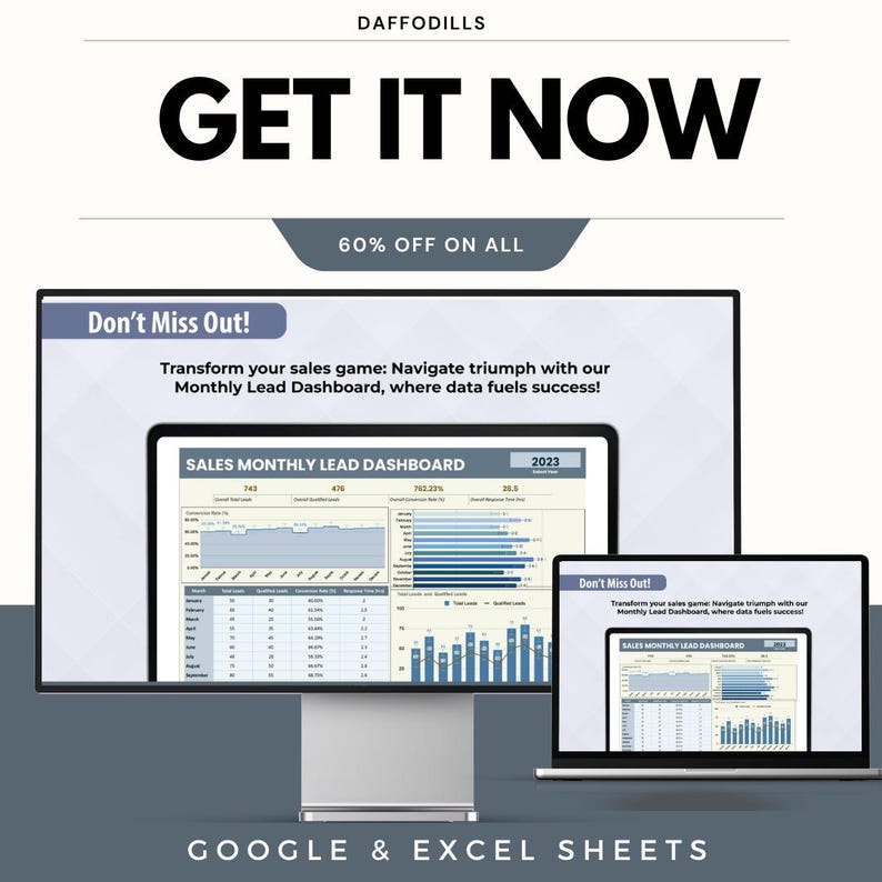 Sales Monthly Lead Dashboard Template, Sales KPI Tracker, Conversion ...