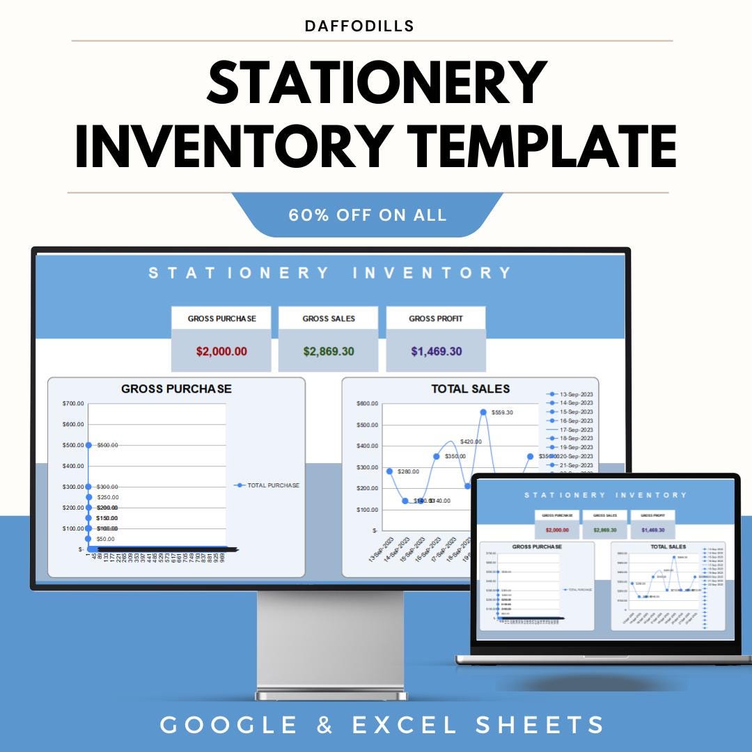 Stationery Inventory Template, Office Supply Stock Tracker, Business ...