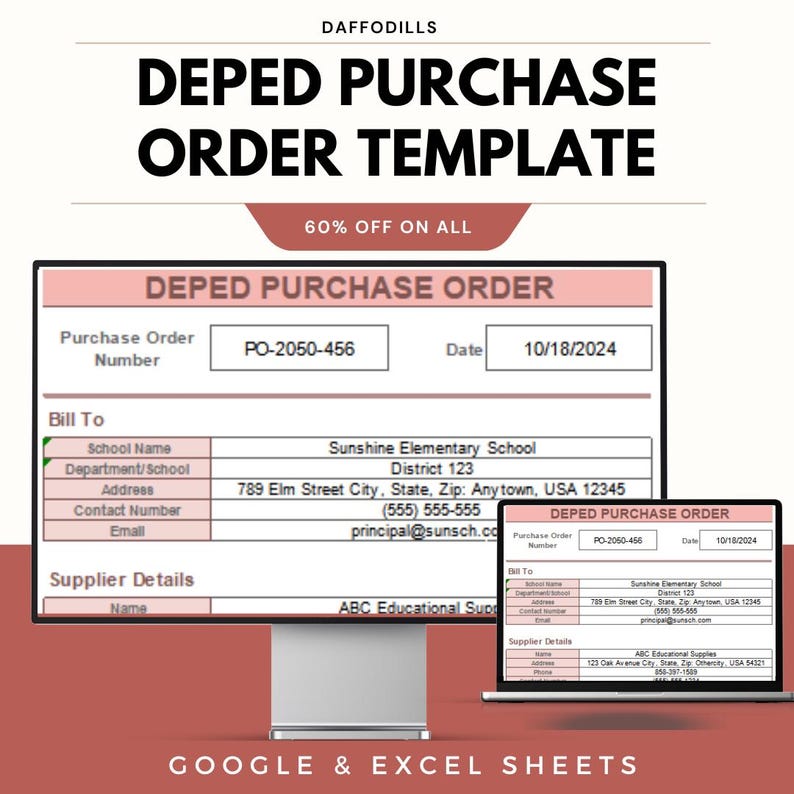 Deped Purchase Order Template – Google & Excel Sheets for Education ...