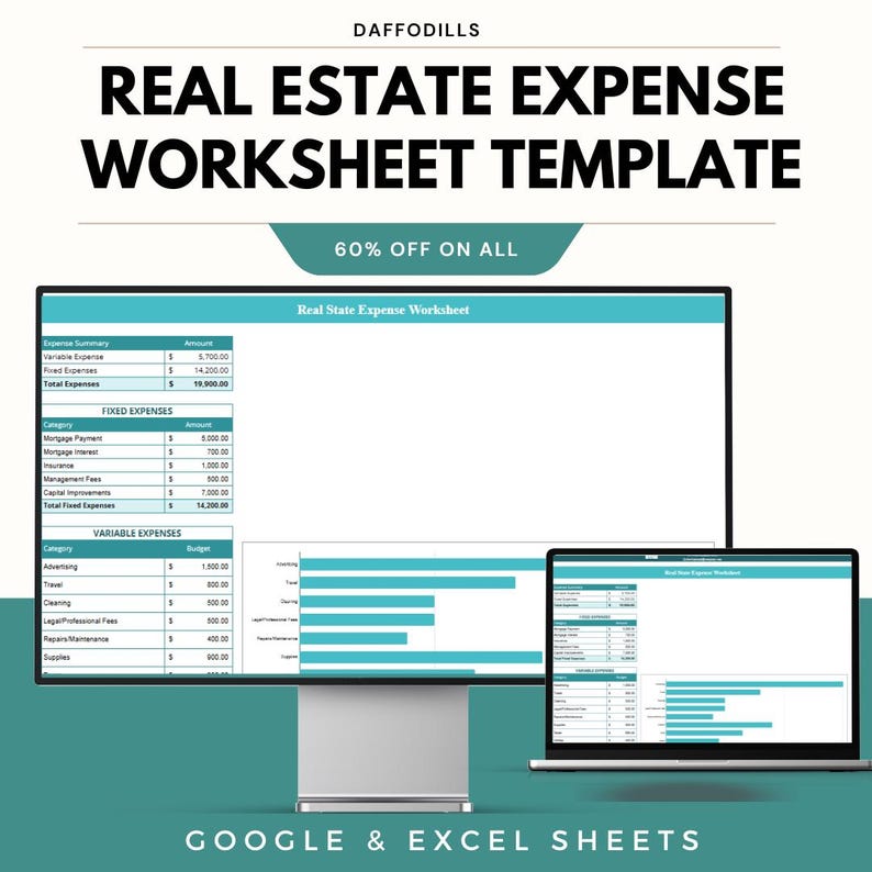 Real Estate Expense Worksheet Template, Property Expense Tracker Excel ...