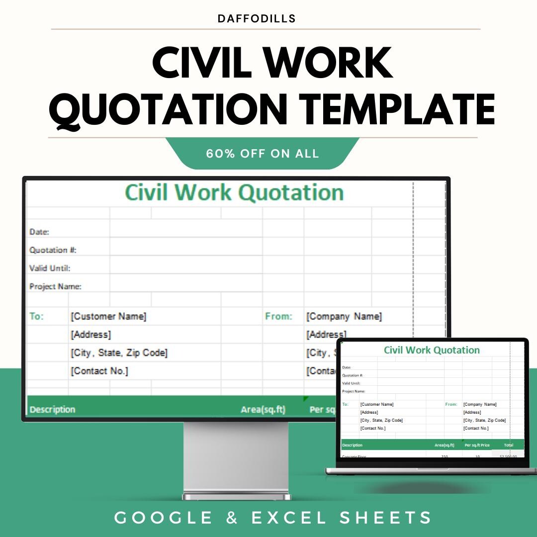 Civil Work Quotation Template, Construction Quotation Excel & Google ...