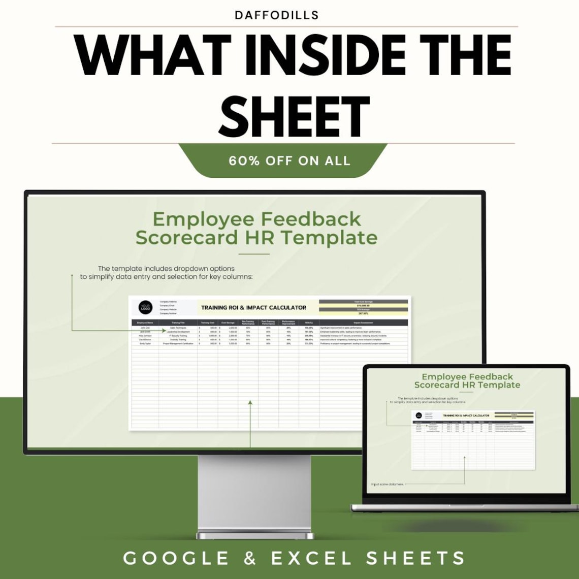 Employee Feedback Scorecard HR Template - Google & Excel Sheets - HR ...