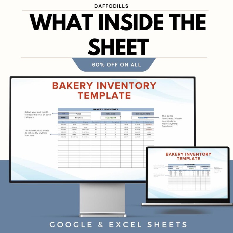 Bakery Inventory Template for Google and Excel Sheets – Easy Stock ...